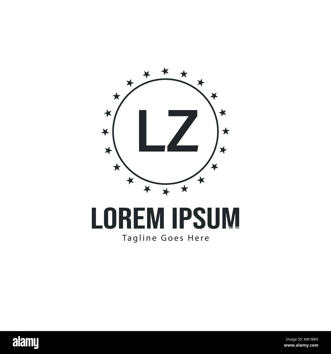 Initial LZ logo template with modern frame. Minimalist LZ letter logo ...