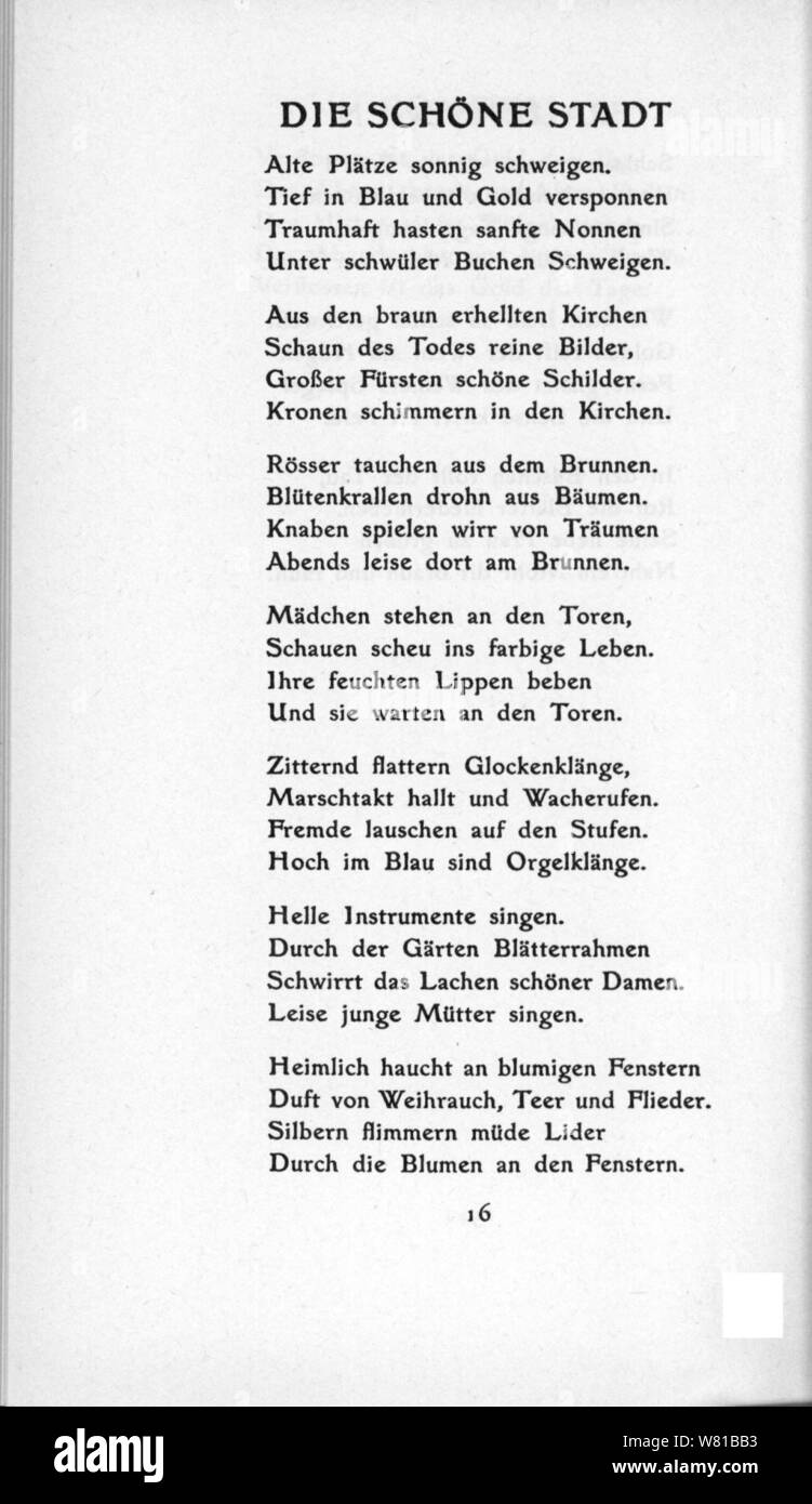 De Trakl Gedichte 1913 16 Stock Photo - Alamy