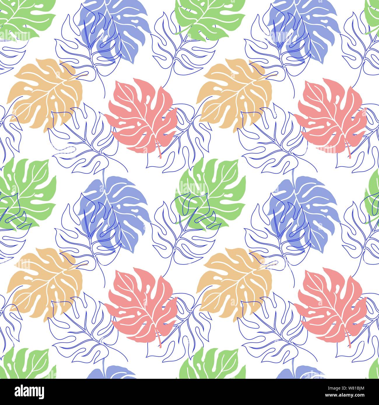 Monstera leaf hand drawn Stock Vector Images - Alamy