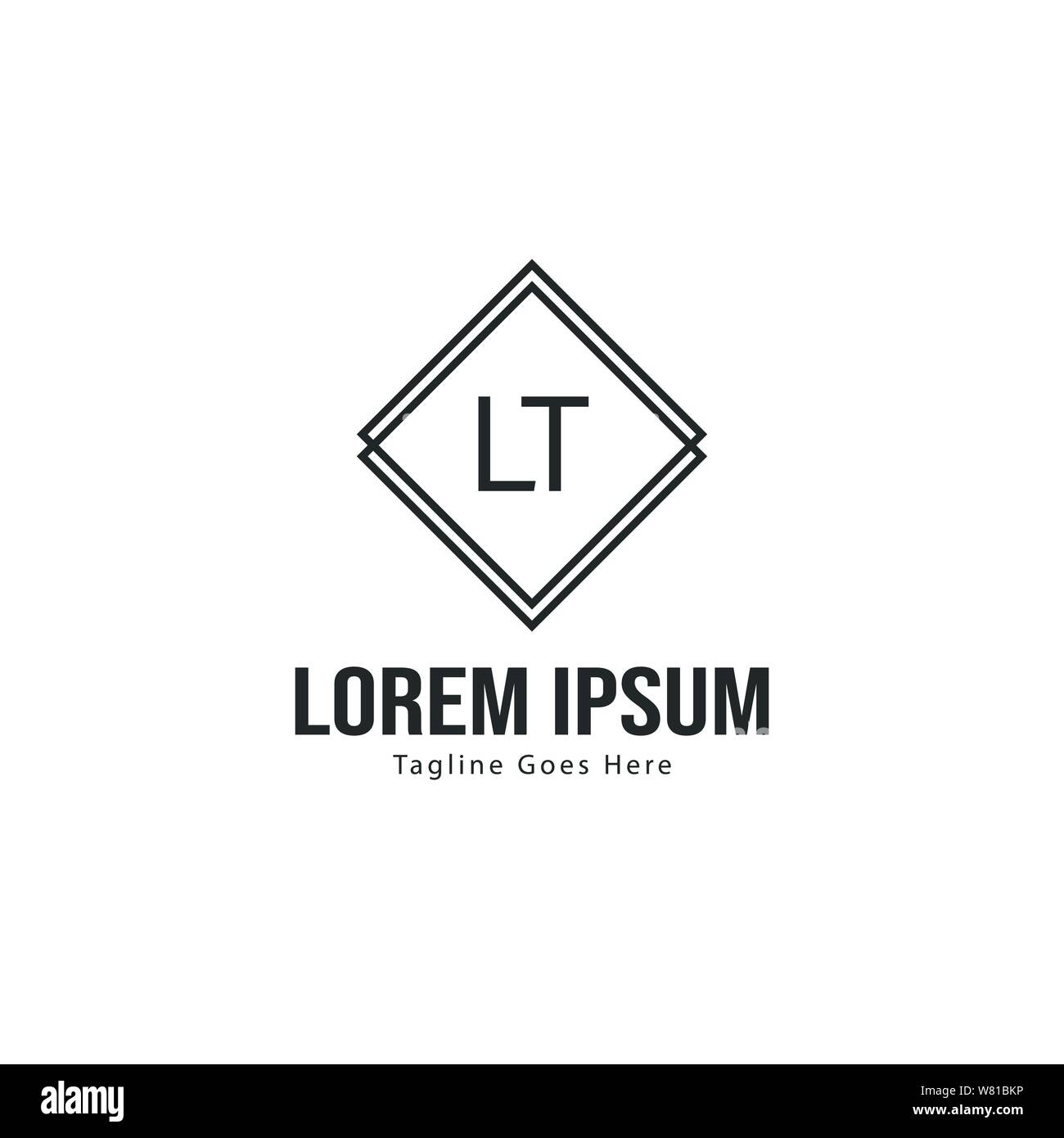 Initial LT logo template with modern frame. Minimalist LT letter logo ...
