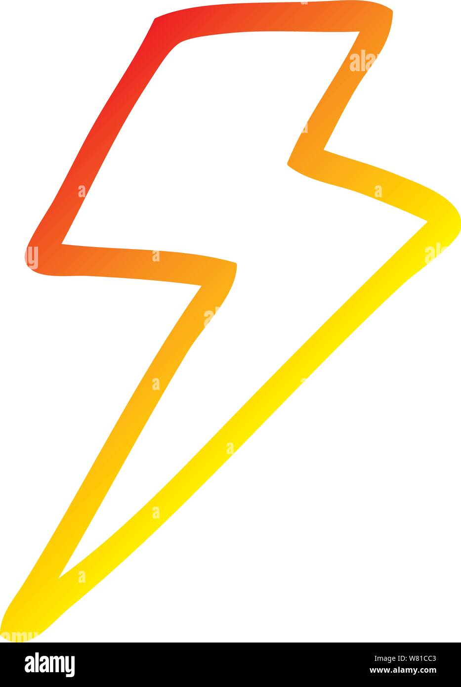 warm gradient line drawing of a cartoon lightning bolt Stock Vector ...