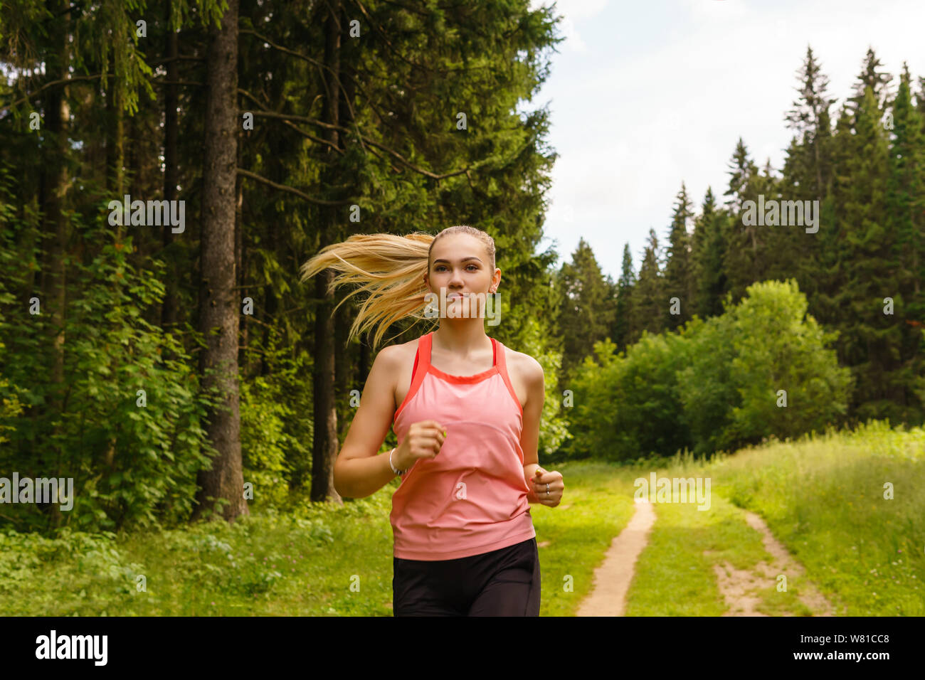 Teen jogging forest hi-res stock photography and images - Alamy