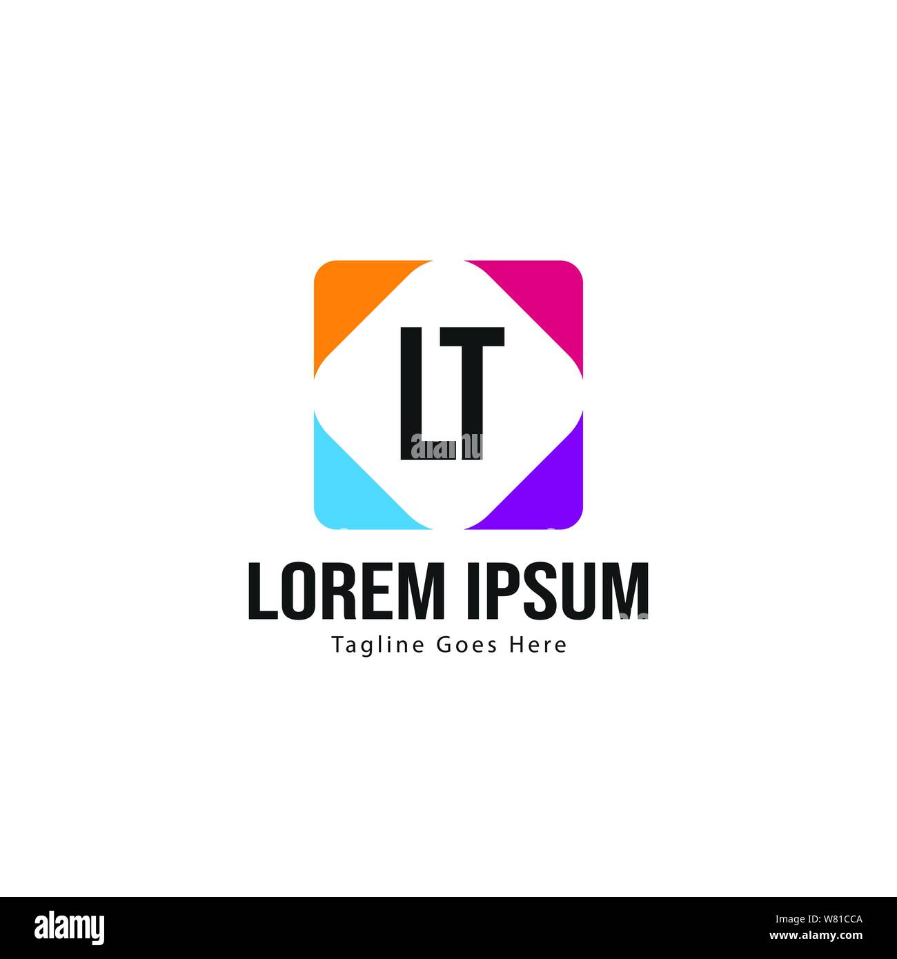 Initial LT logo template with modern frame. Minimalist LT letter logo ...