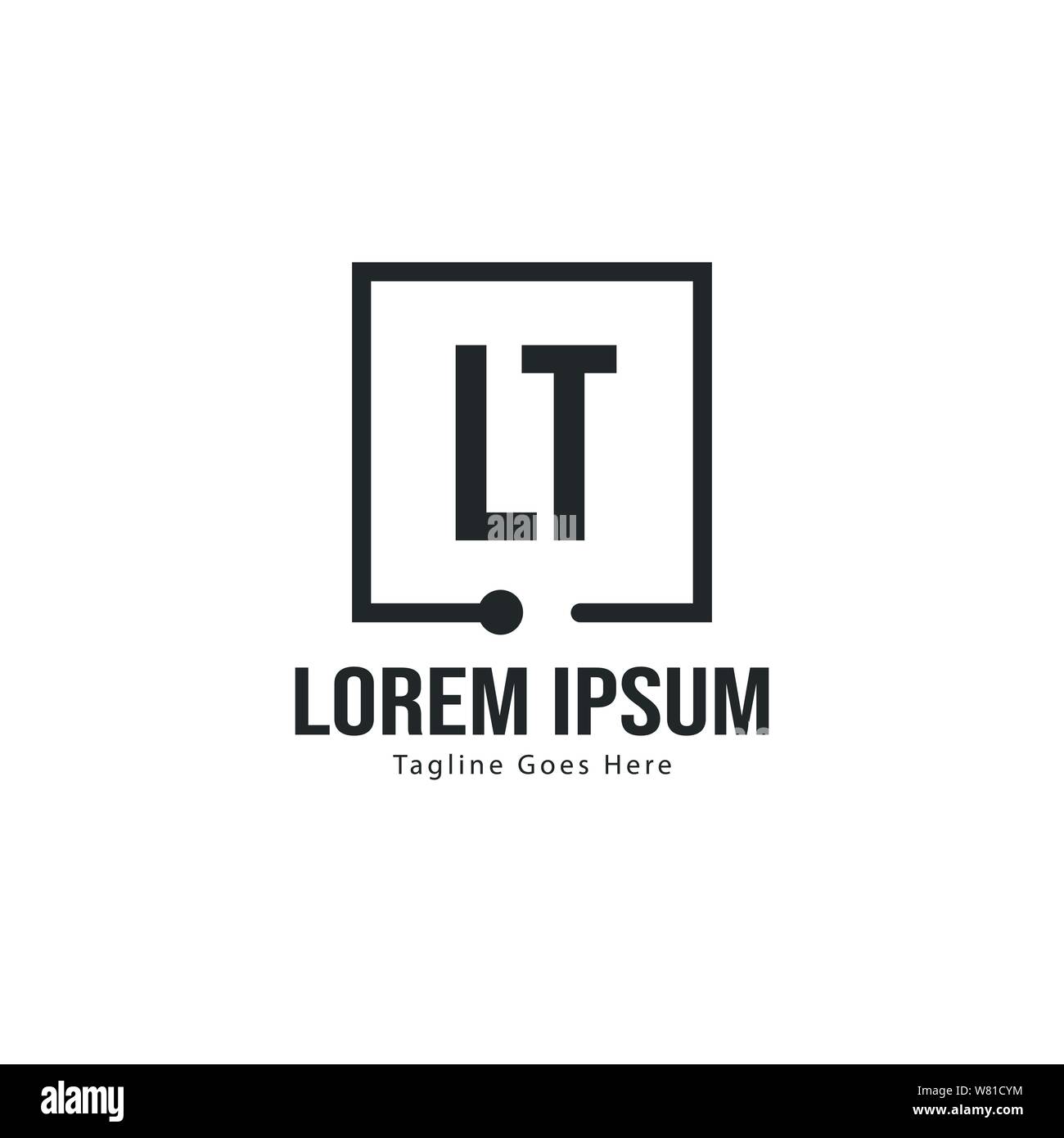 Initial LT logo template with modern frame. Minimalist LT letter logo ...