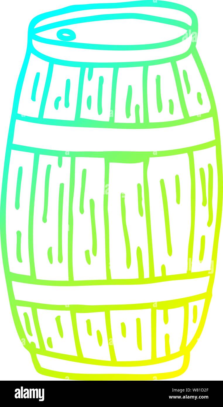 cold gradient line drawing of a cartoon beer barrel Stock Vector Image ...