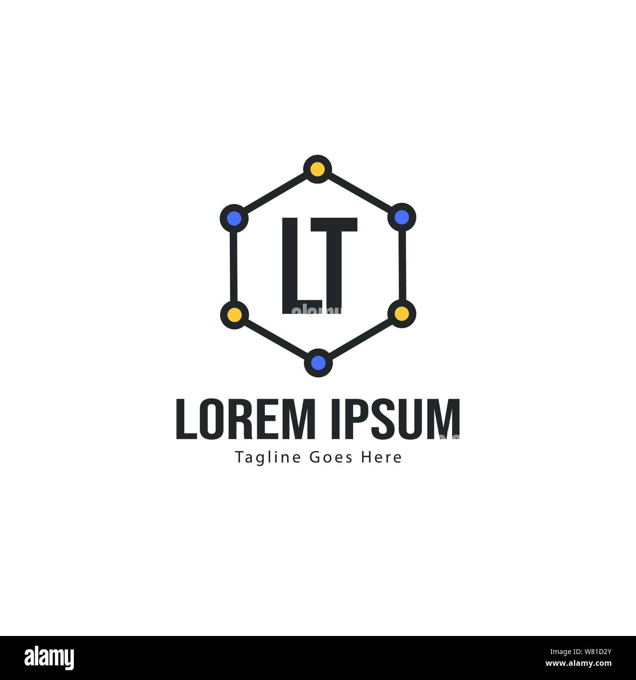 Initial LT logo template with modern frame. Minimalist LT letter logo ...