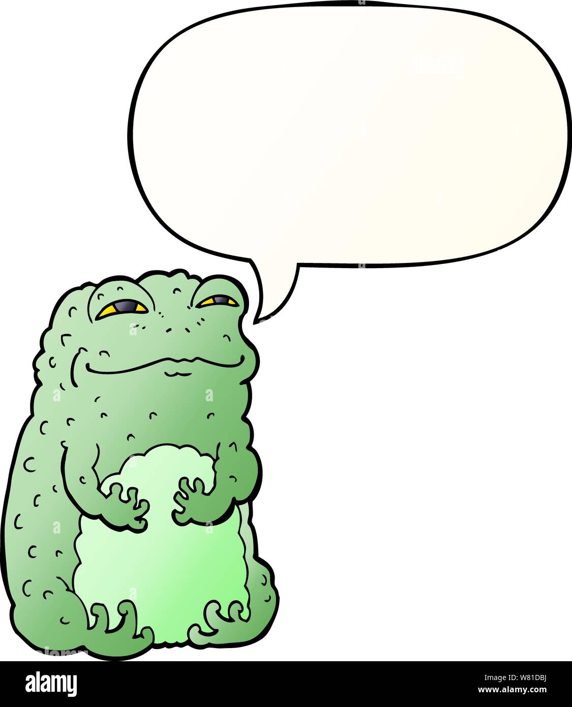 cartoon smug toad with speech bubble in smooth gradient style Stock ...