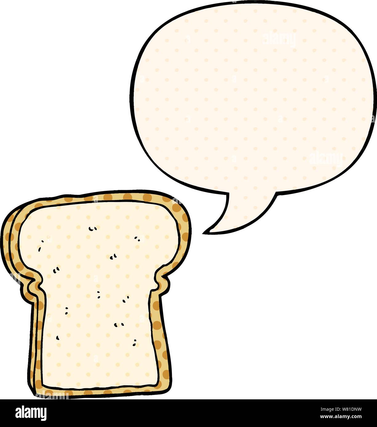 cartoon slice of bread with speech bubble in comic book style Stock ...