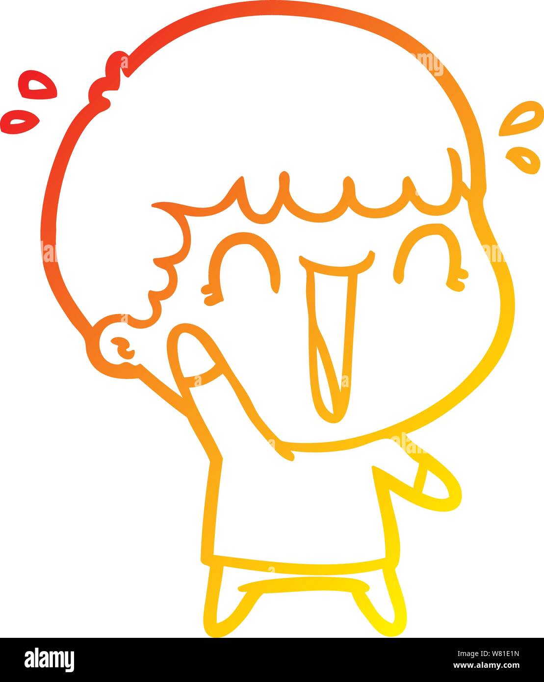 warm gradient line drawing of a laughing cartoon man Stock Vector Image ...