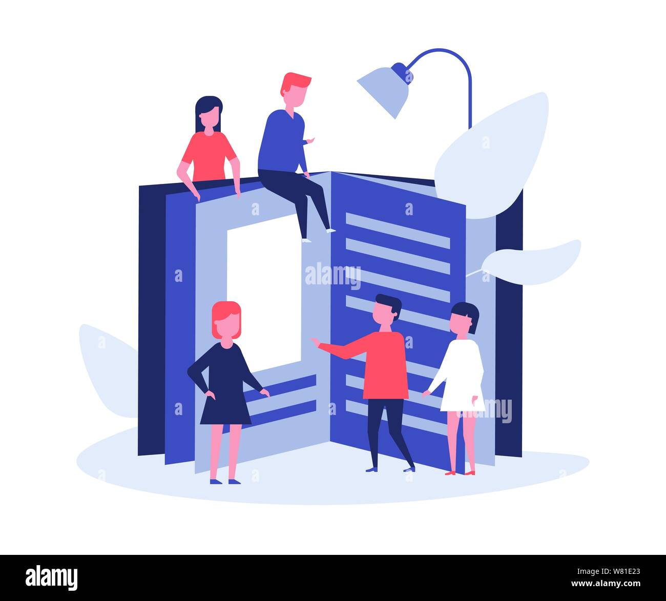 Children reading - flat design style colorful illustration Stock Vector ...