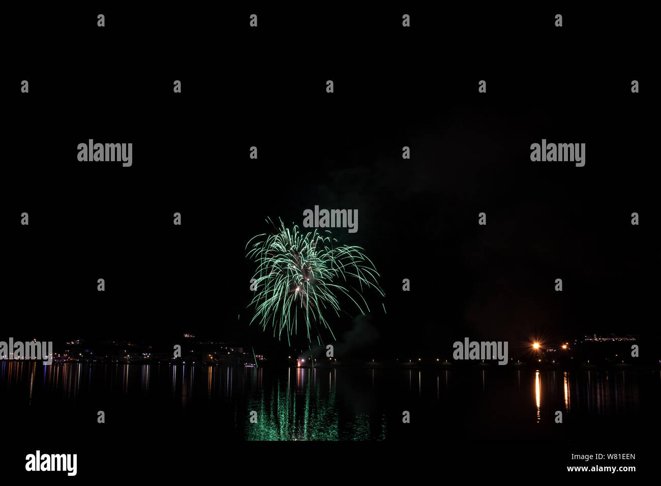 Bacoli, Naples, August 6, 2019. The fireworks paint the sky in various ...