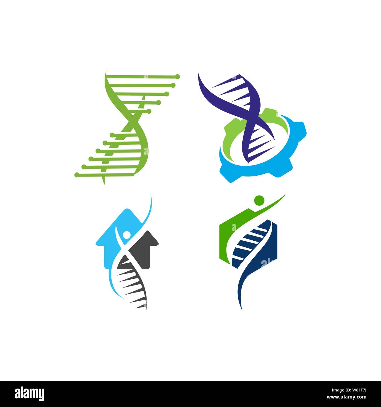 Genetic Health Logo Design Illustration Icon concept Vector Set Stock ...