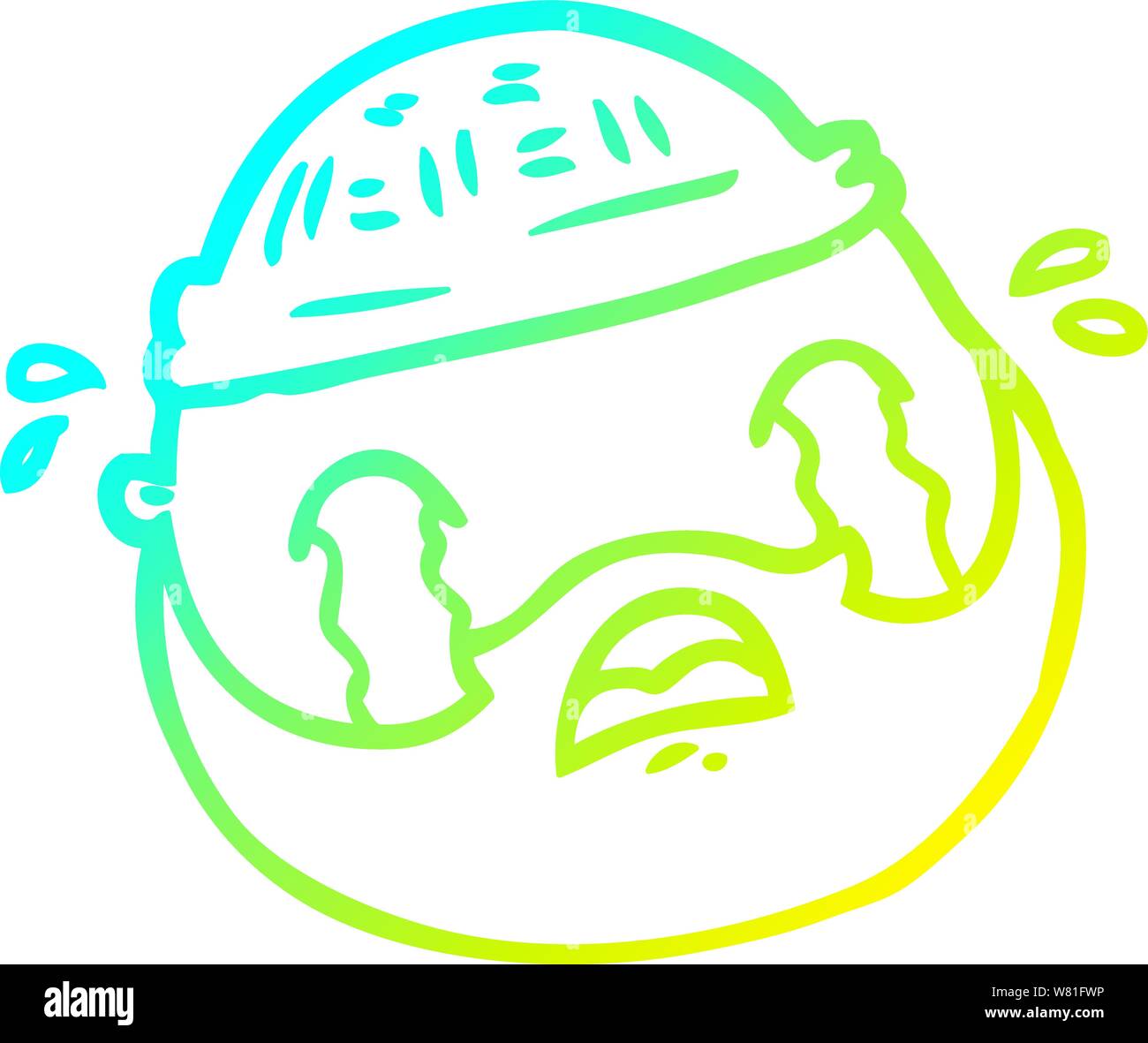 cold gradient line drawing of a cartoon male face with beard Stock ...