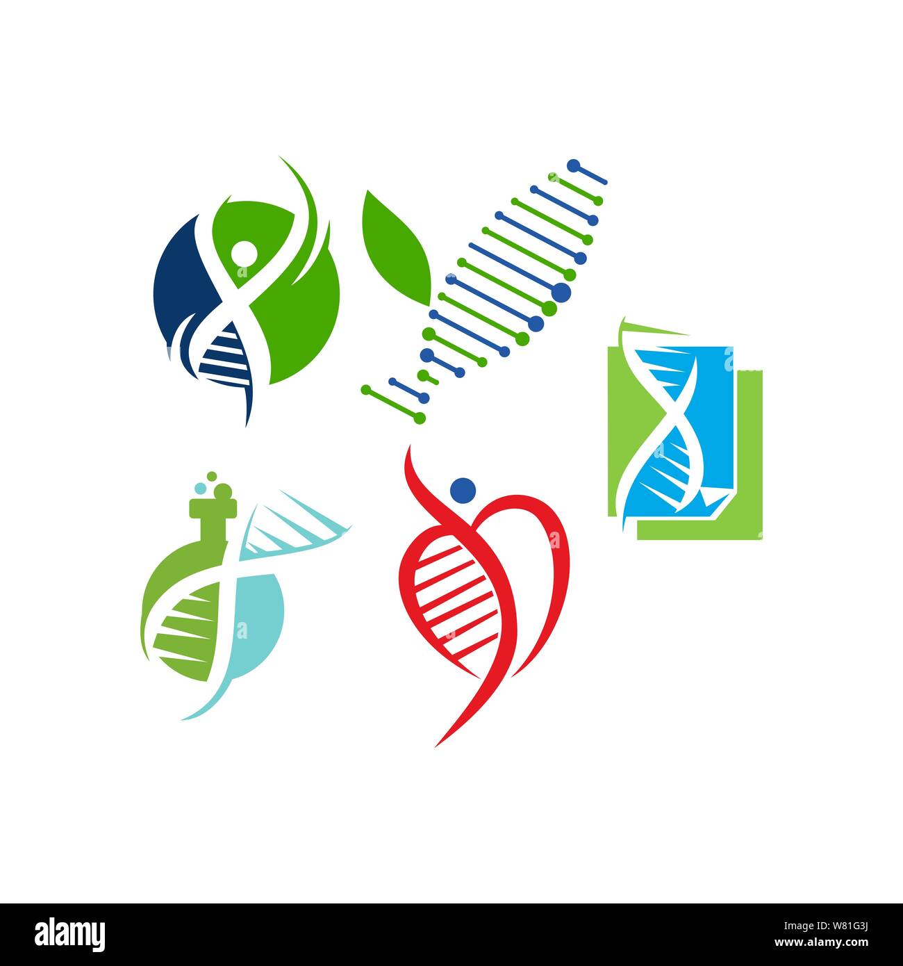 Genetic Health Logo Design Illustration Icon concept Vector Set Stock ...
