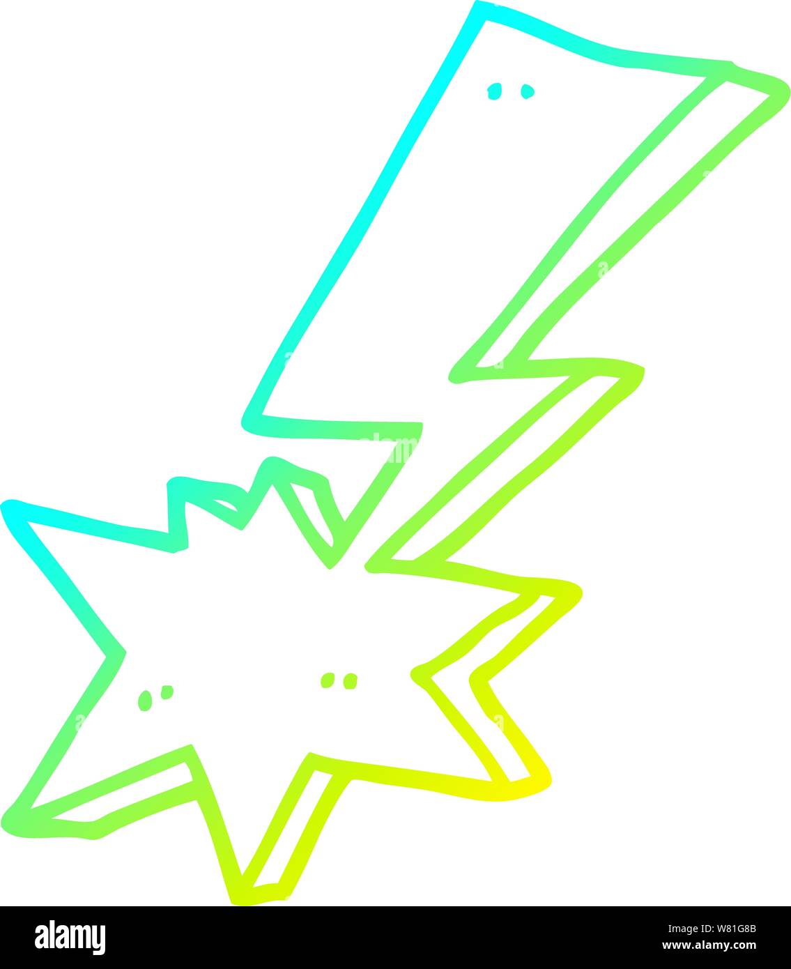 cold gradient line drawing of a cartoon lightning bolt Stock Vector ...