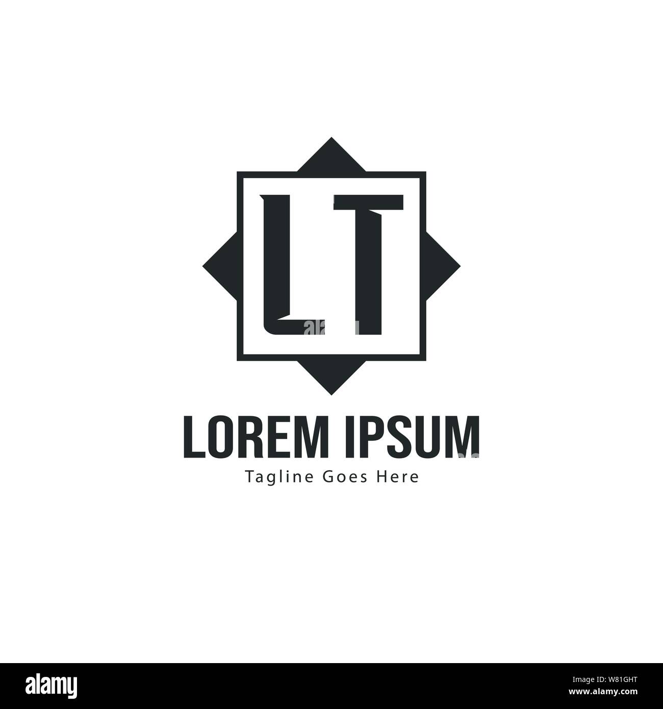 Initial LT logo template with modern frame. Minimalist LT letter logo ...