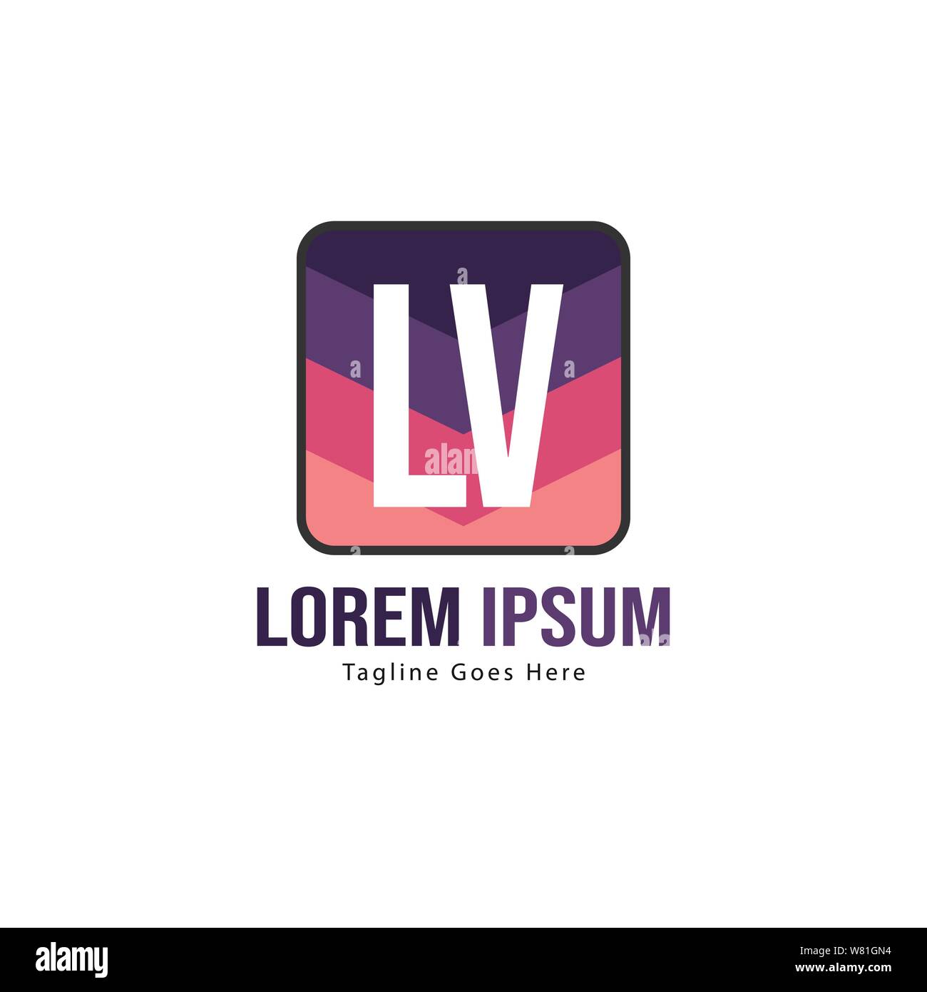 Initial LV logo template with modern frame. Minimalist LV letter logo ...