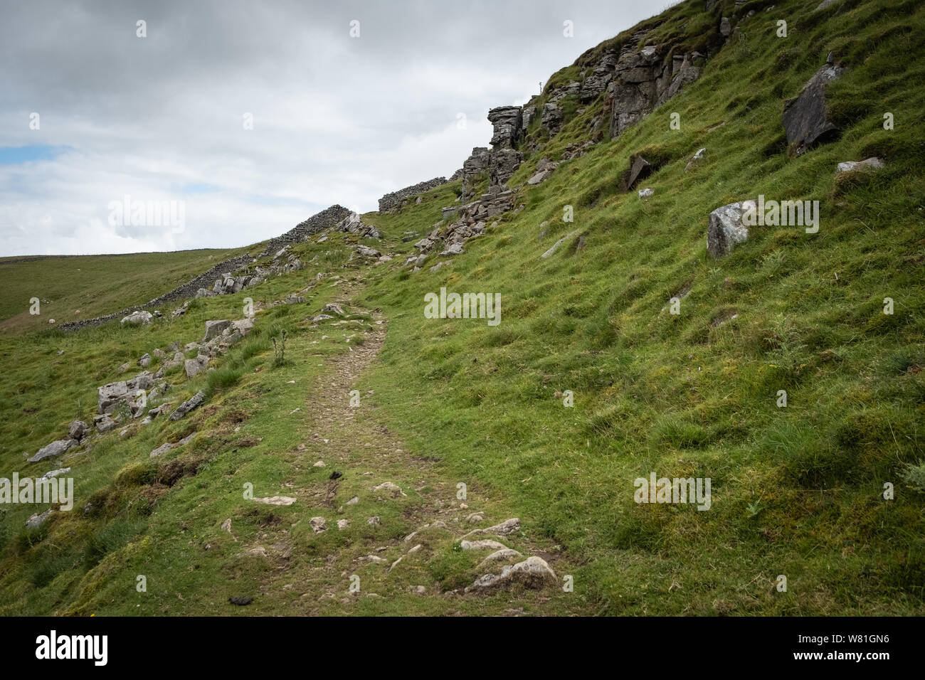 Path above the village of Buckden, Upper Wharfedale, North Yorkshire ...