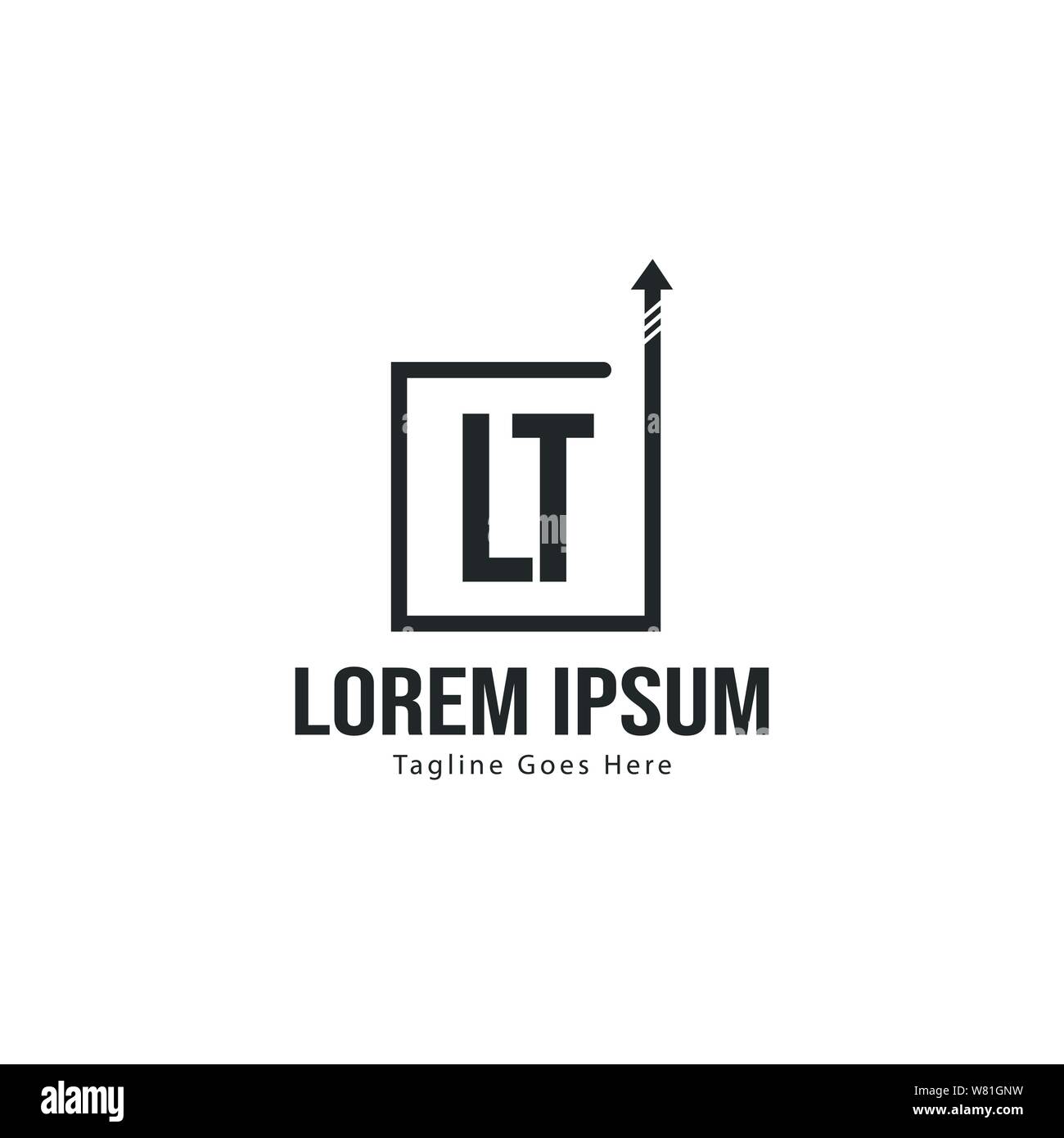 Initial LT logo template with modern frame. Minimalist LT letter logo ...