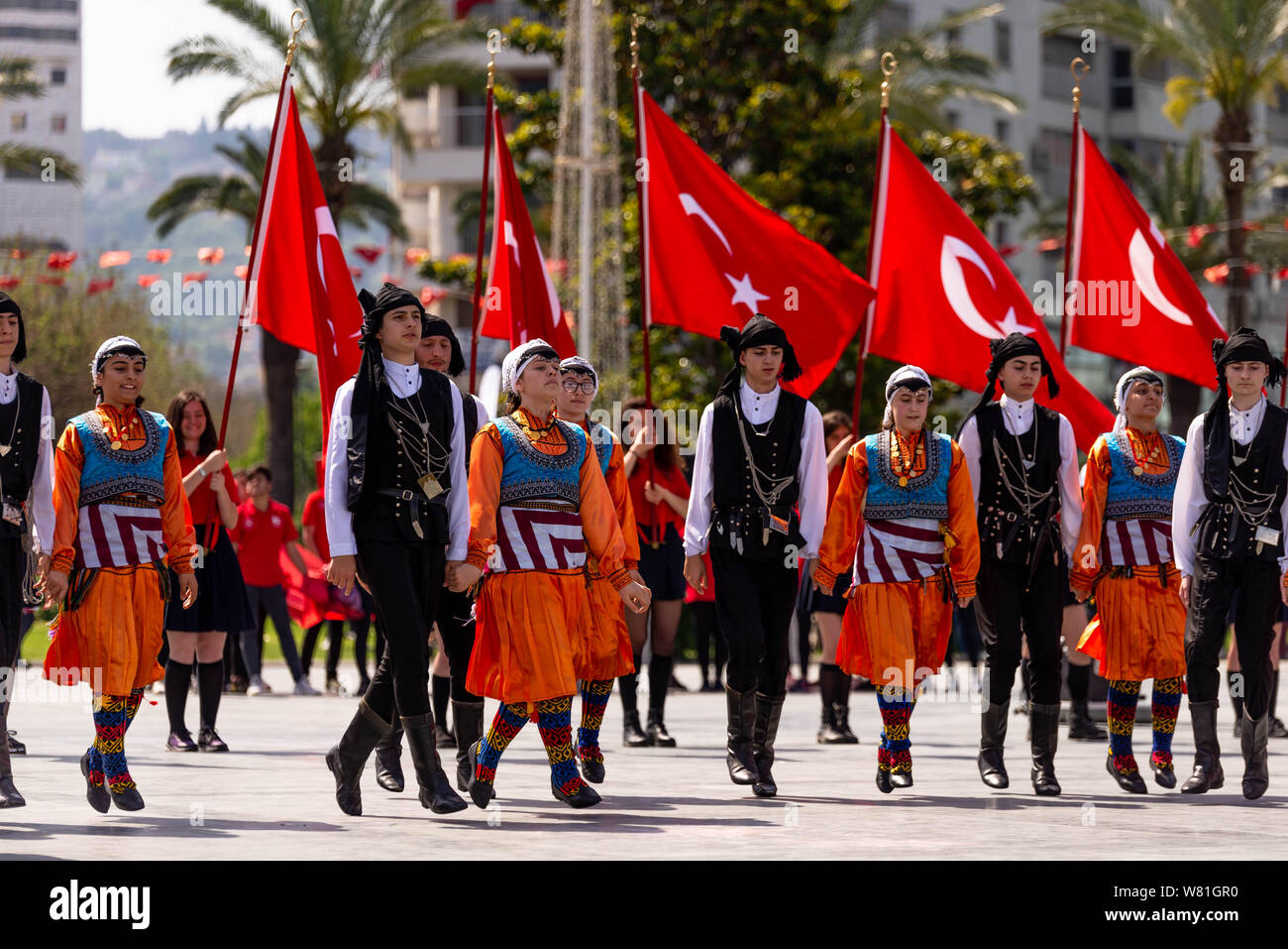 Izmir, Turkey - May 19 , 2019: Horon dancers at Celebrations of the 19 ...