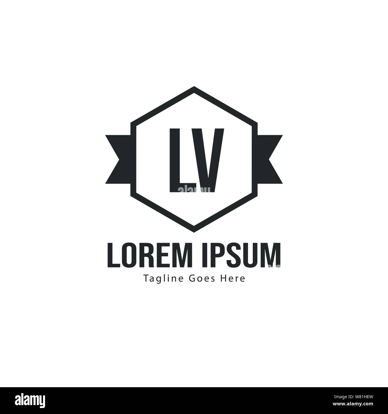 Initial LV logo template with modern frame. Minimalist LV letter logo ...