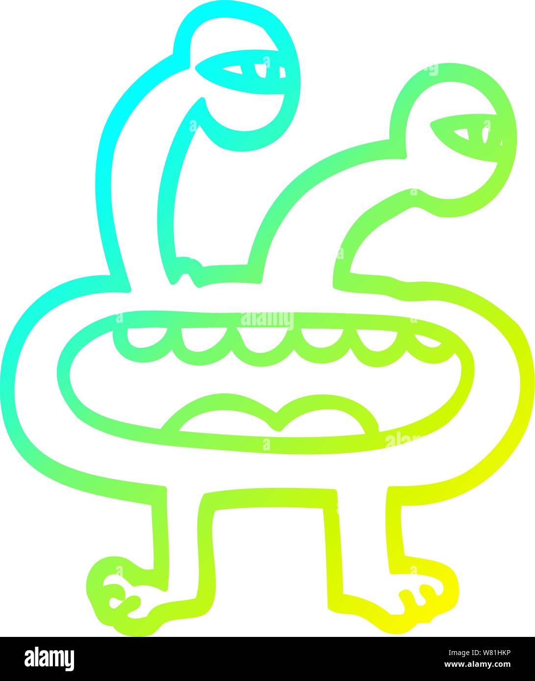 cold gradient line drawing of a cartoon monster Stock Vector Image ...