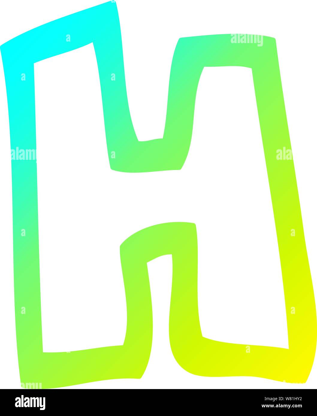 cold gradient line drawing of a cartoon letter h Stock Vector Image ...