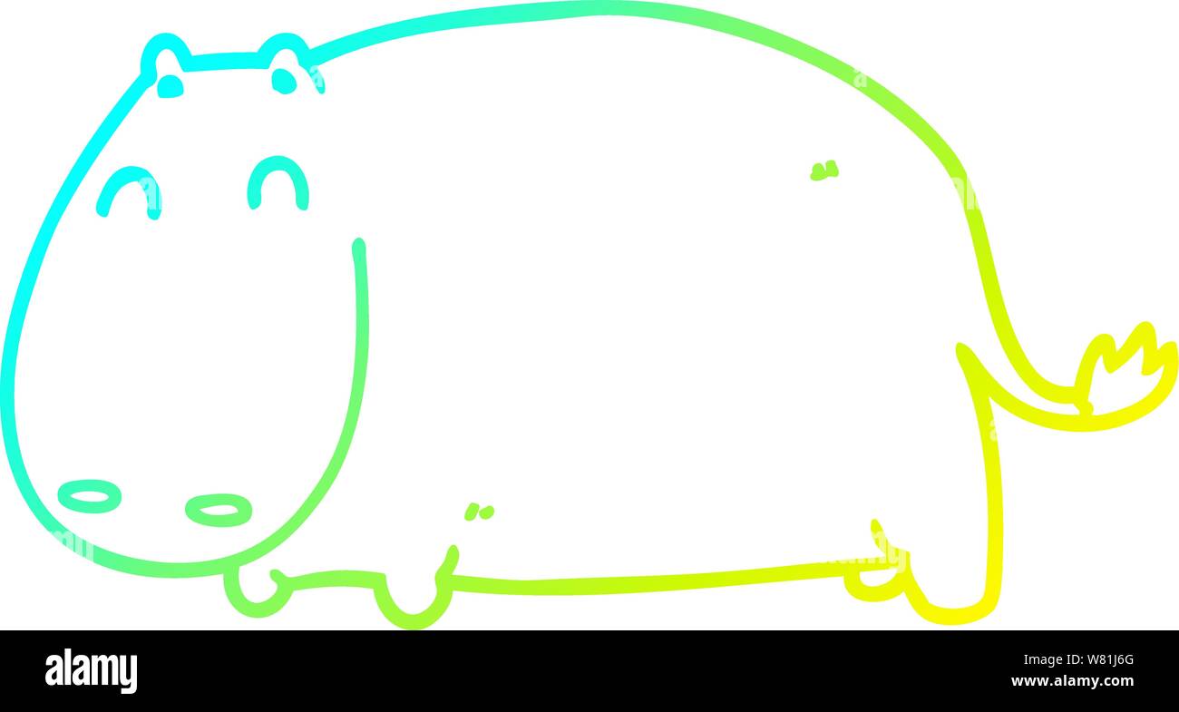 cold gradient line drawing of a cartoon hippo Stock Vector Image & Art ...