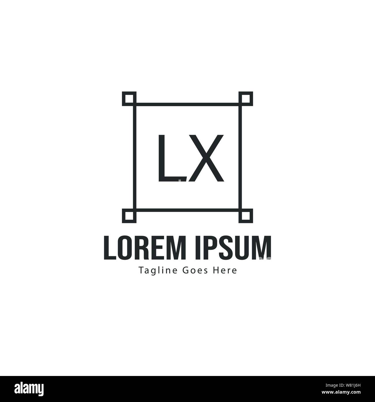 Initial LX logo template with modern frame. Minimalist LX letter logo ...