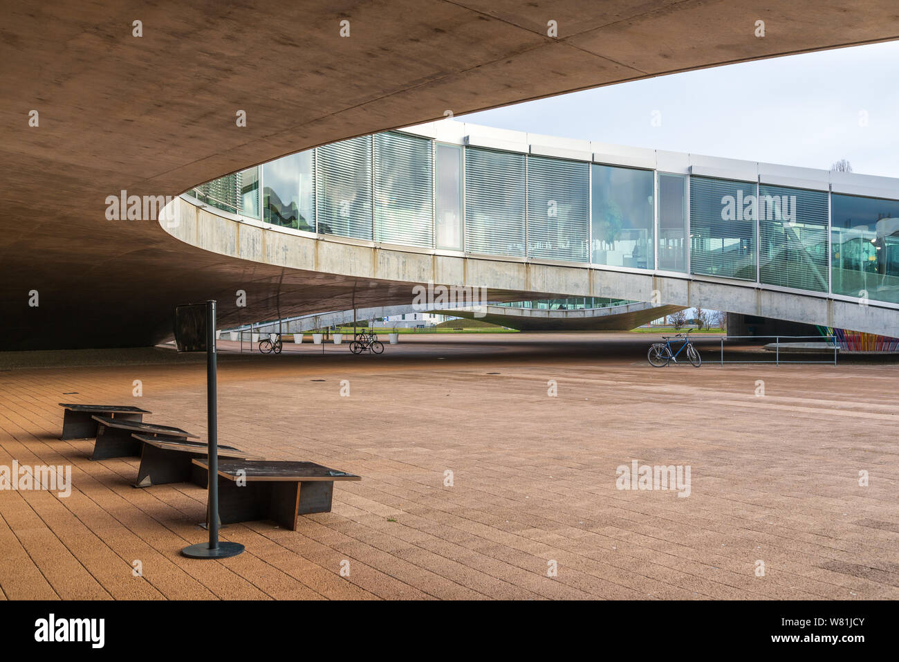 Exterior ground floor of Rolex Learning Center (EPFL) with fascinate ...