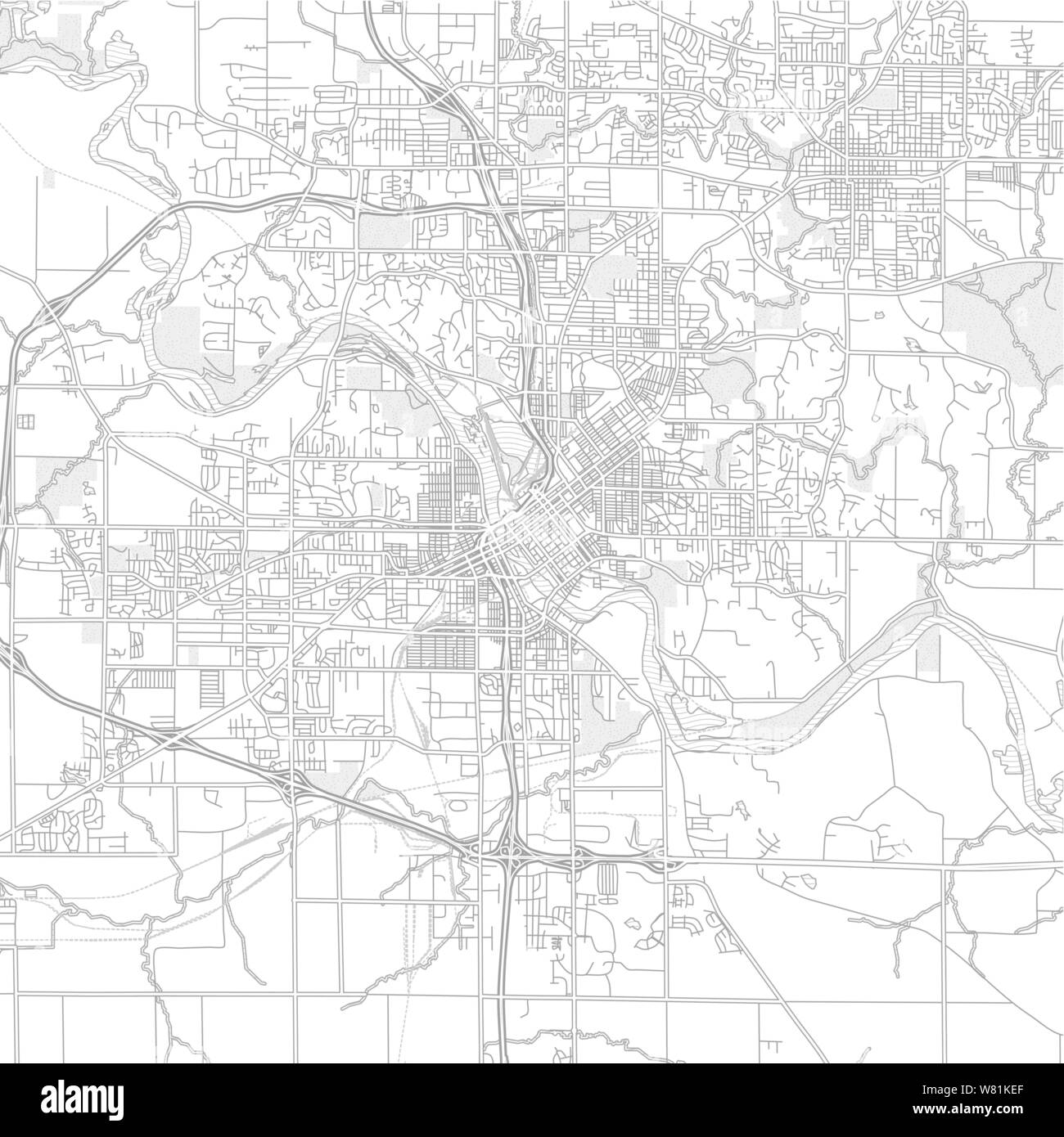 Cedar Rapids, Iowa, USA, bright outlined vector map with bigger and ...