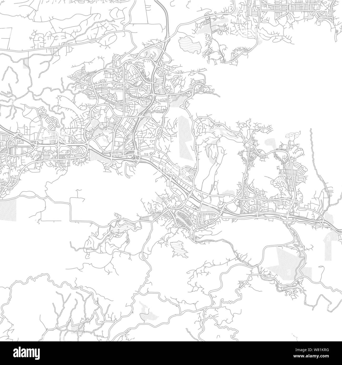 Thousand Oaks, California, USA, bright outlined vector map with bigger ...