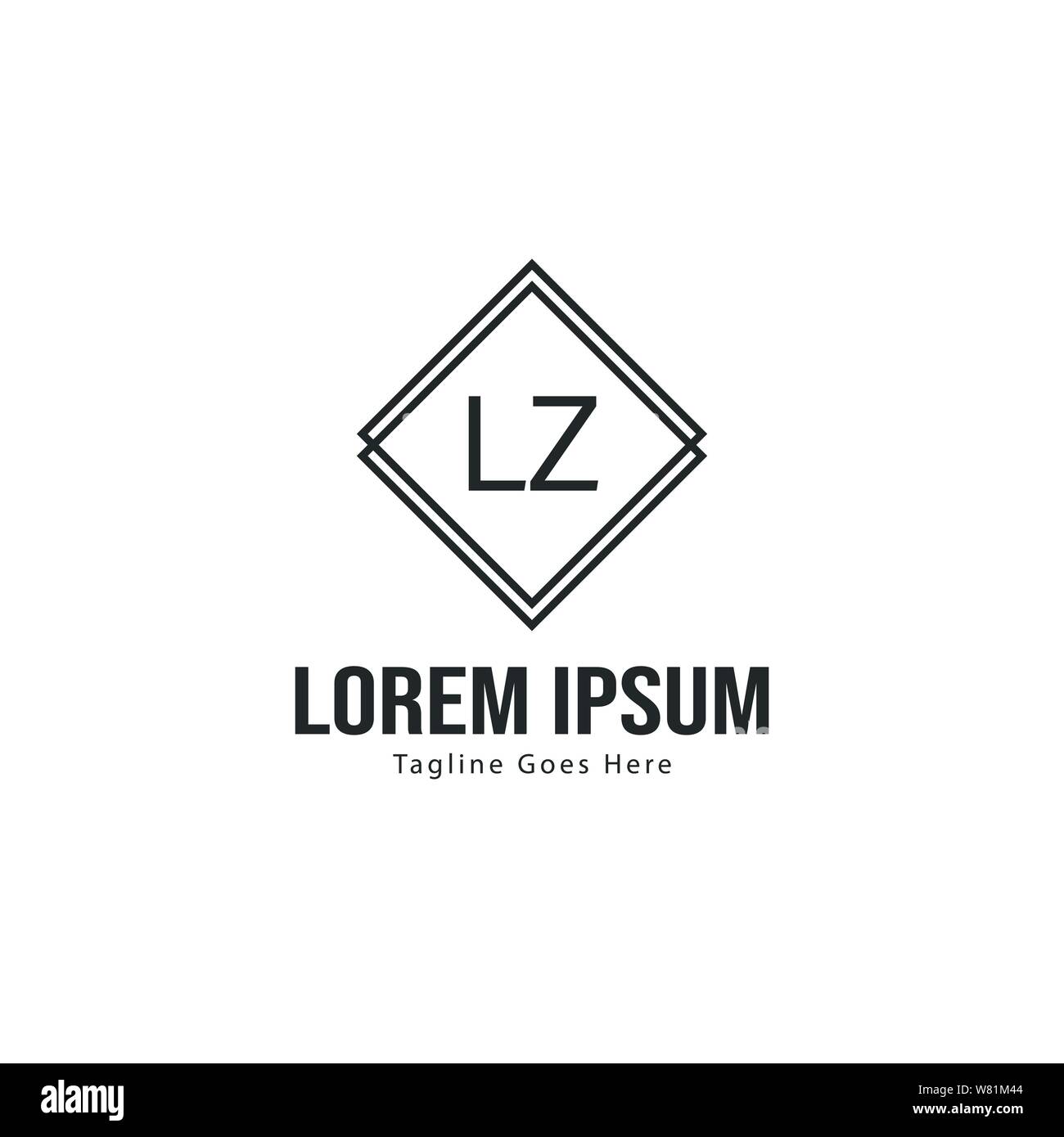 Initial LZ logo template with modern frame. Minimalist LZ letter logo ...