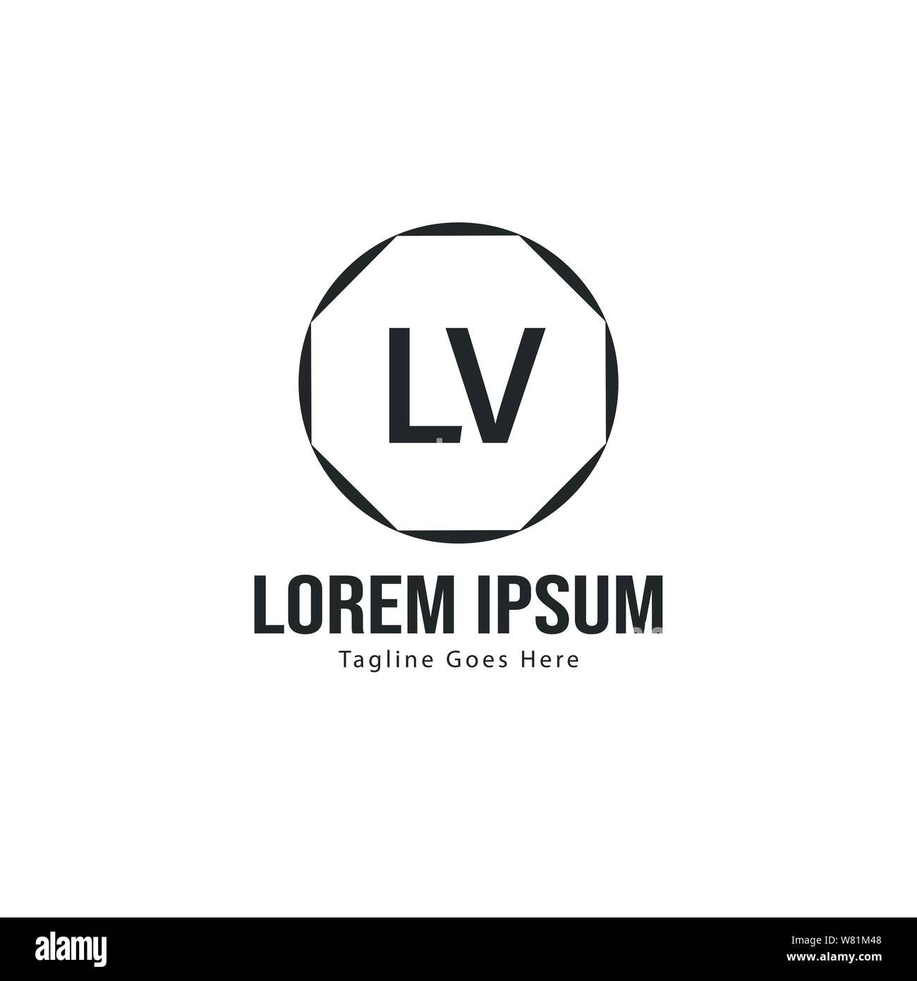 Initial LV logo template with modern frame. Minimalist LV letter logo ...