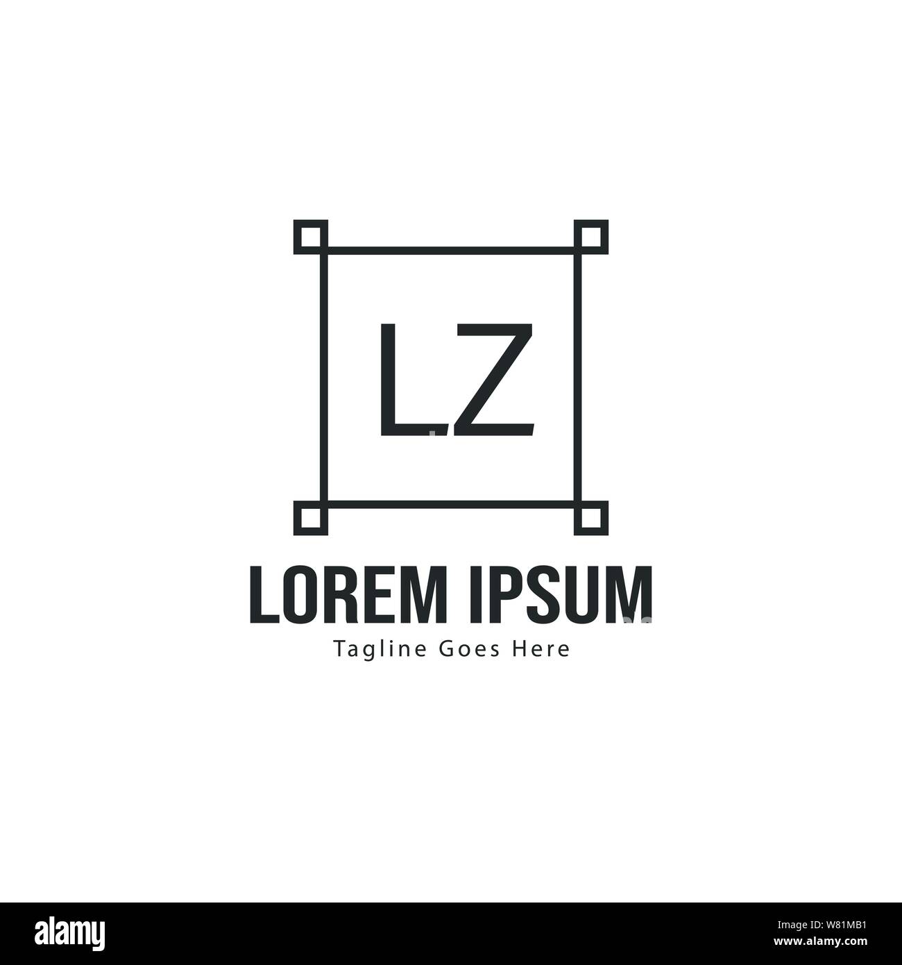 Initial LZ logo template with modern frame. Minimalist LZ letter logo ...