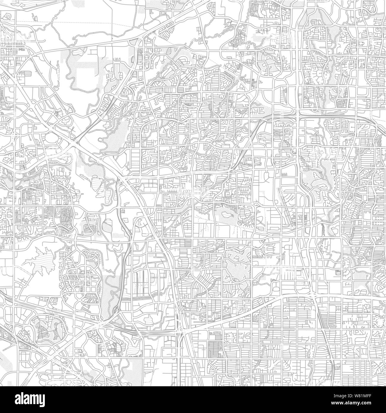 Carrollton, Texas, USA, bright outlined vector map with bigger and ...