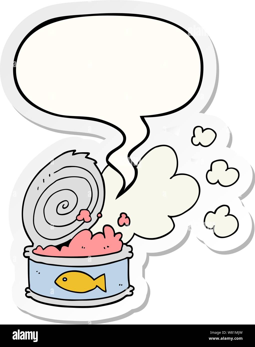cartoon smelly can of fish with speech bubble sticker Stock Vector ...