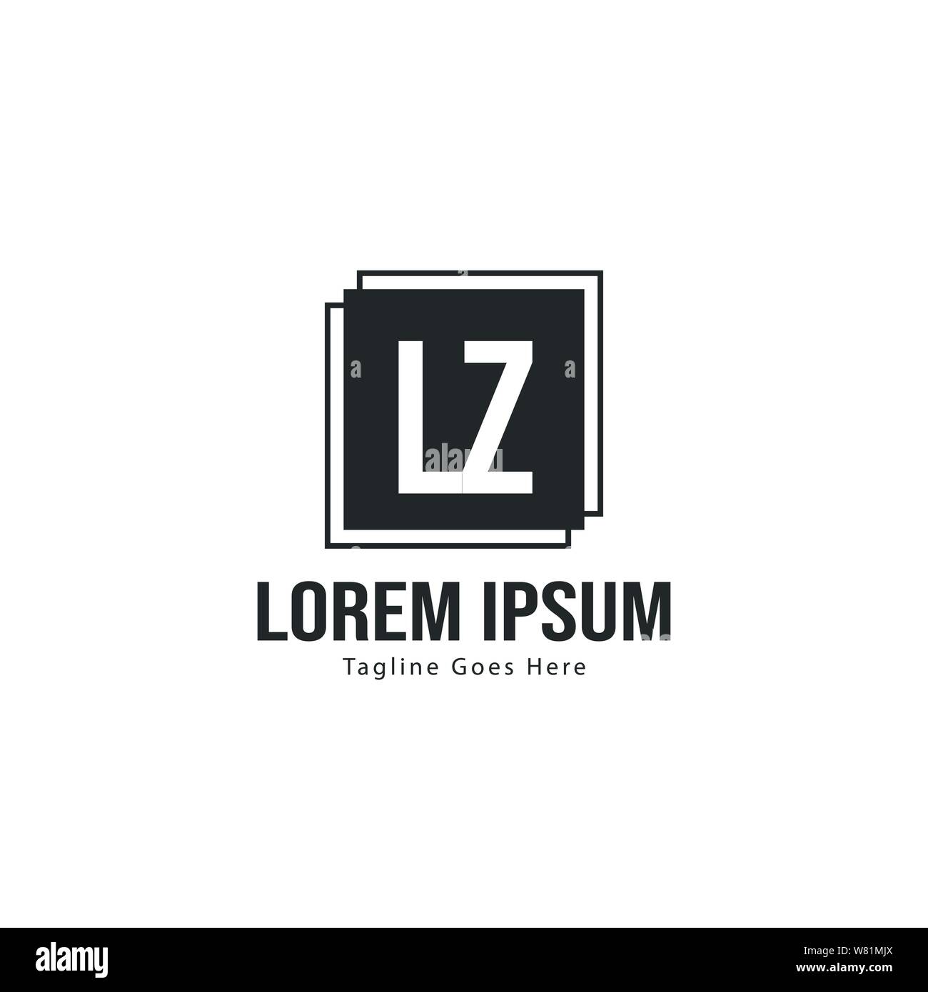 Initial LZ logo template with modern frame. Minimalist LZ letter logo ...