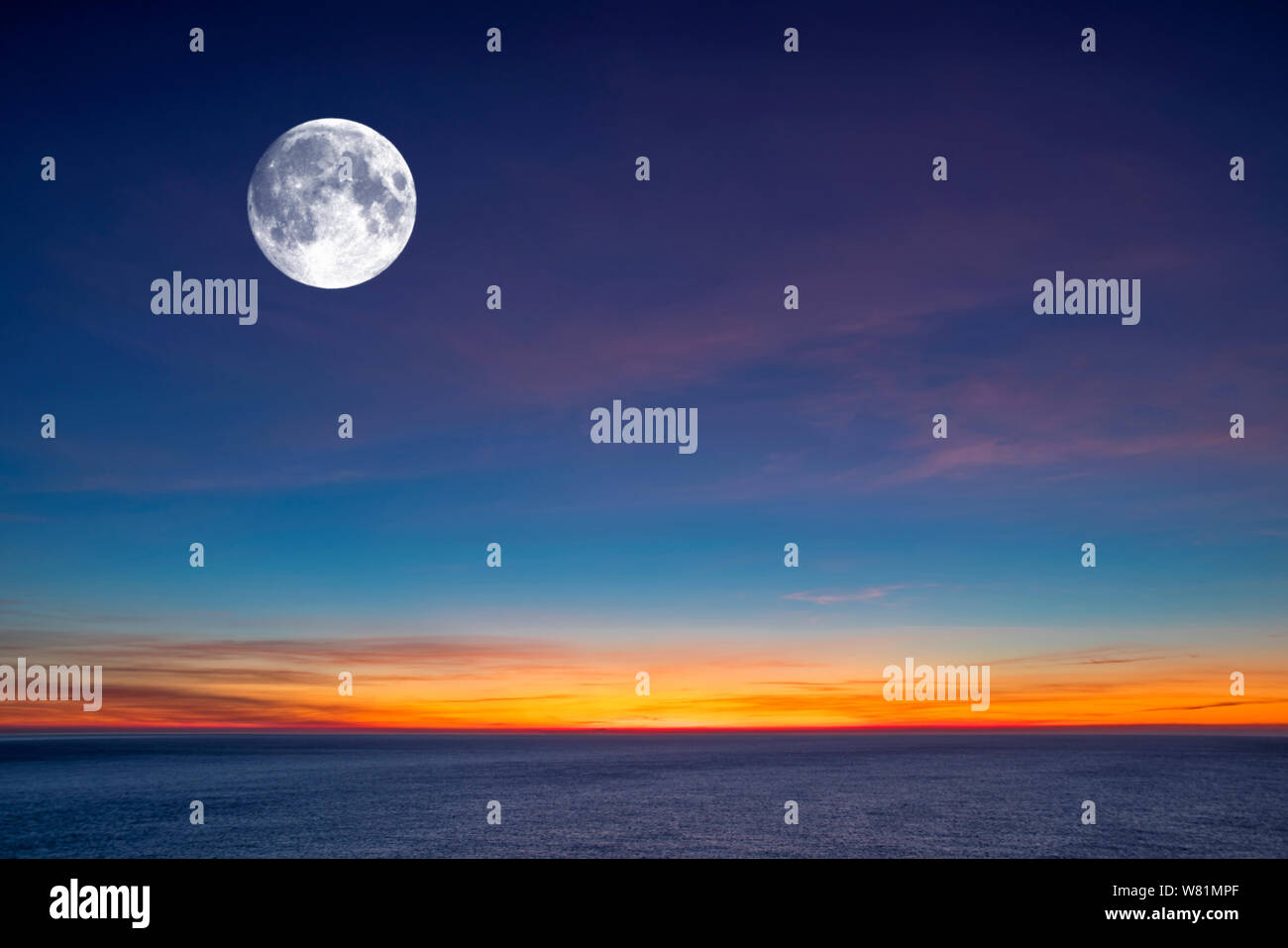 FULL MOON OVER SEA Stock Photo - Alamy