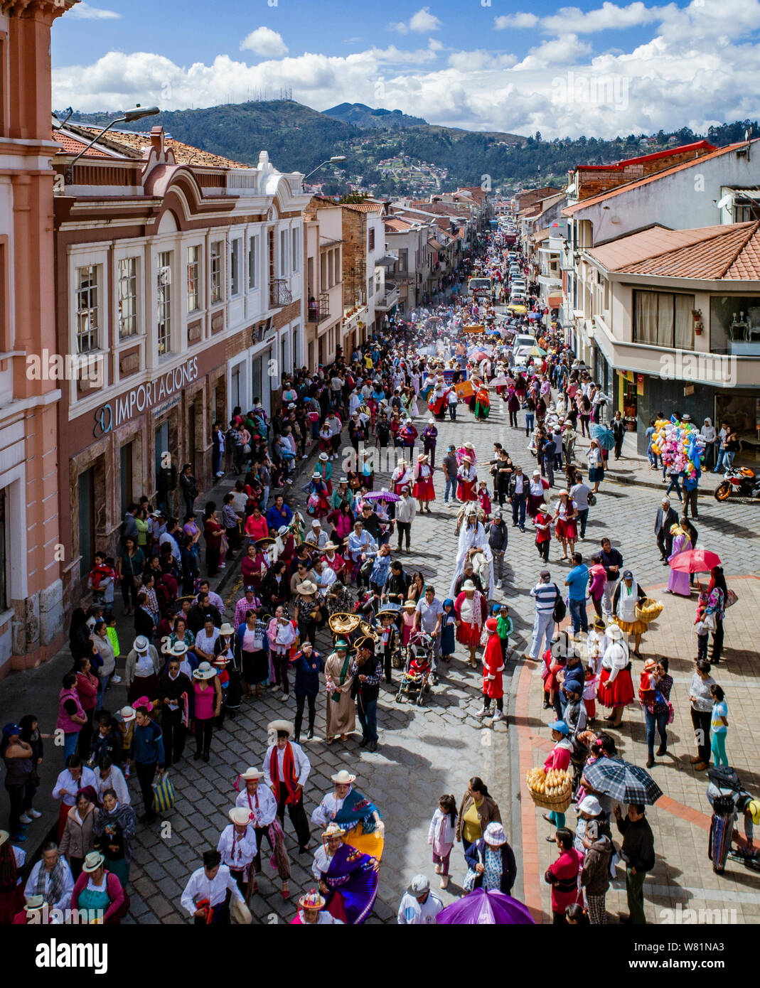 Cuenca, Ecuador, Jan 13, 2018: Parade crowd in Cuenca, Ecuador Stock ...