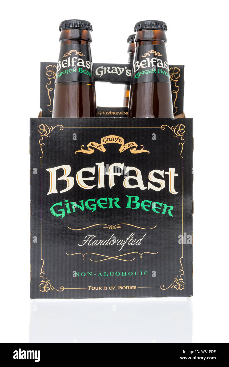 Winneconne, WI - 10 July 2019 : A package of Belfast ginger beer on an ...