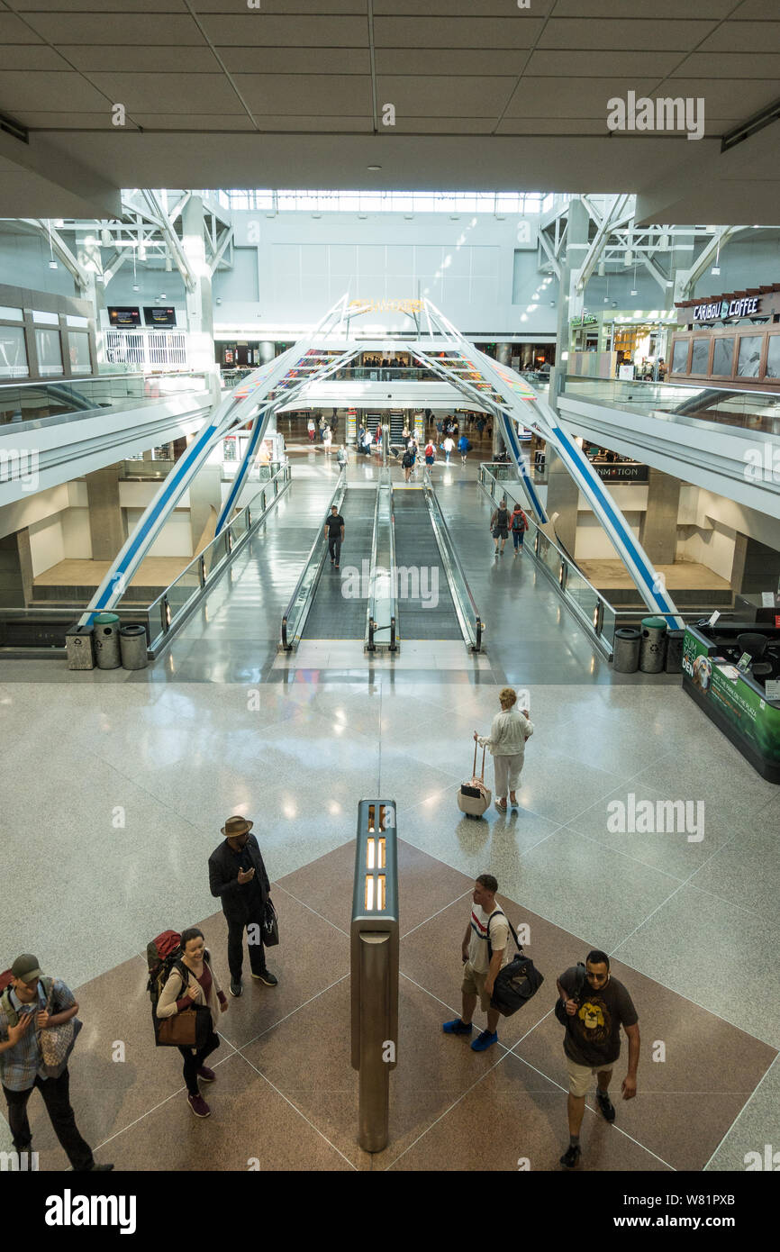 Look from above on the at the Concourse B at Denver International ...