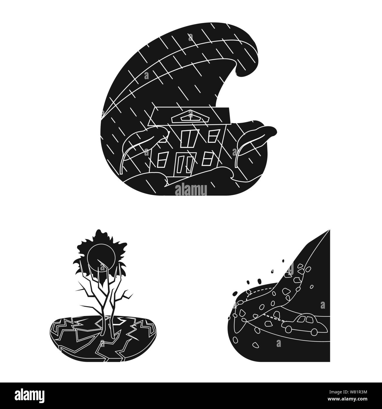 Vector design of calamity and crash sign. Set of calamity and disaster ...