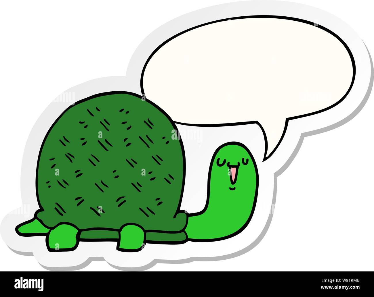 cute cartoon turtle with speech bubble sticker Stock Vector Image & Art ...