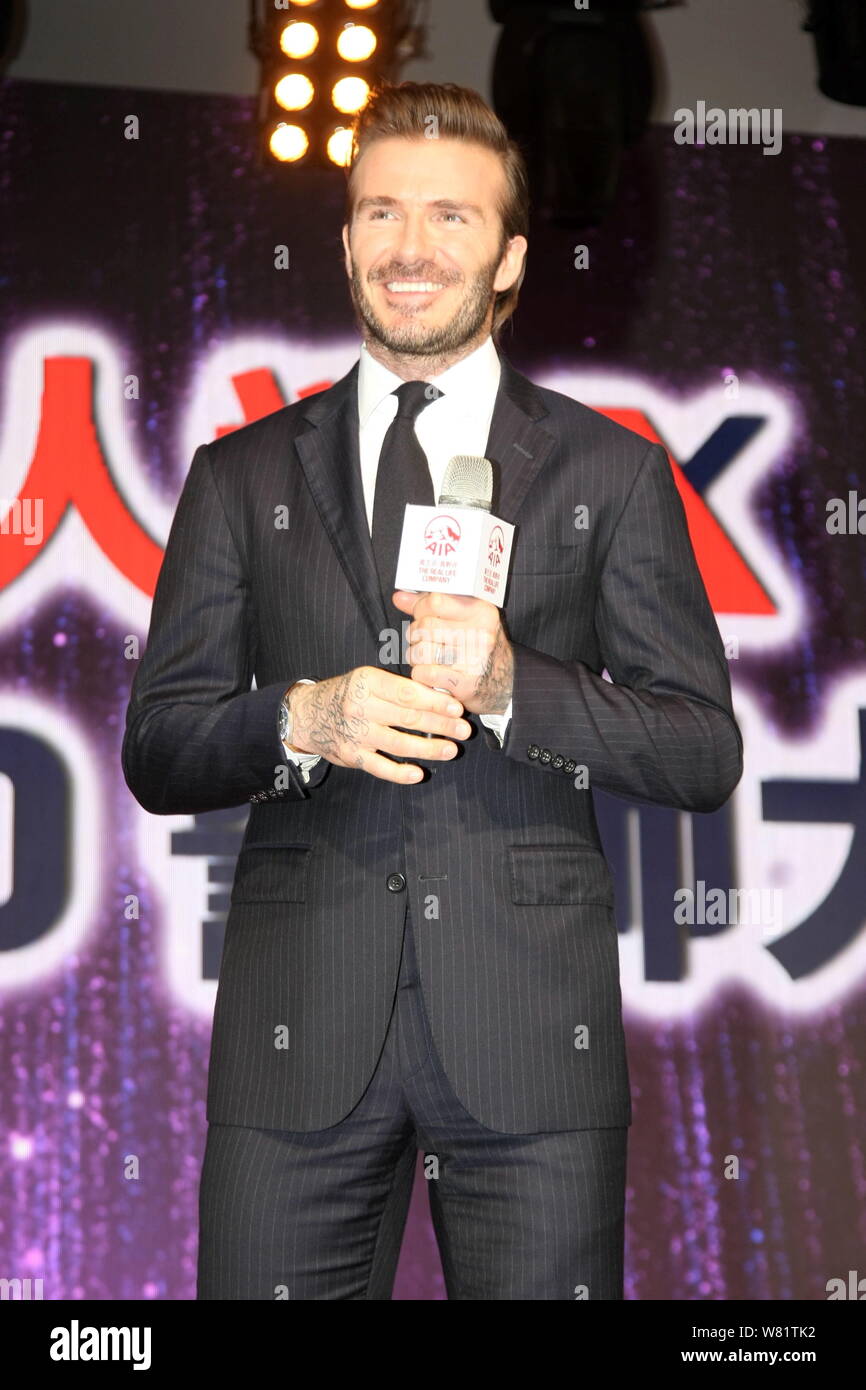 English football star David Beckham attends a promotional event for ...