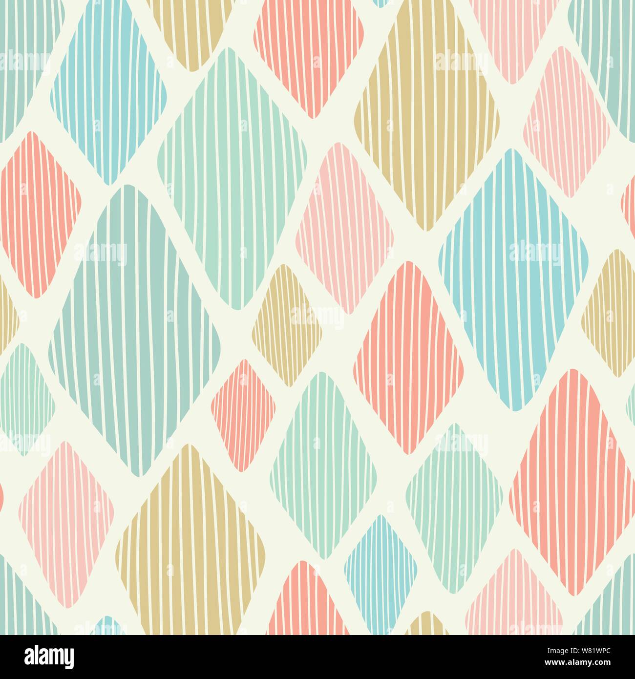 Seamless abstract repeat of hand drawn diamond shapes in pastel shapes ...