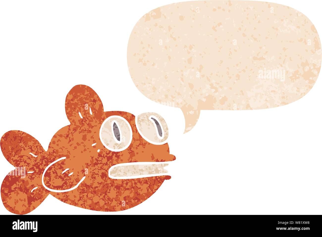 cartoon fish with speech bubble in grunge distressed retro textured ...
