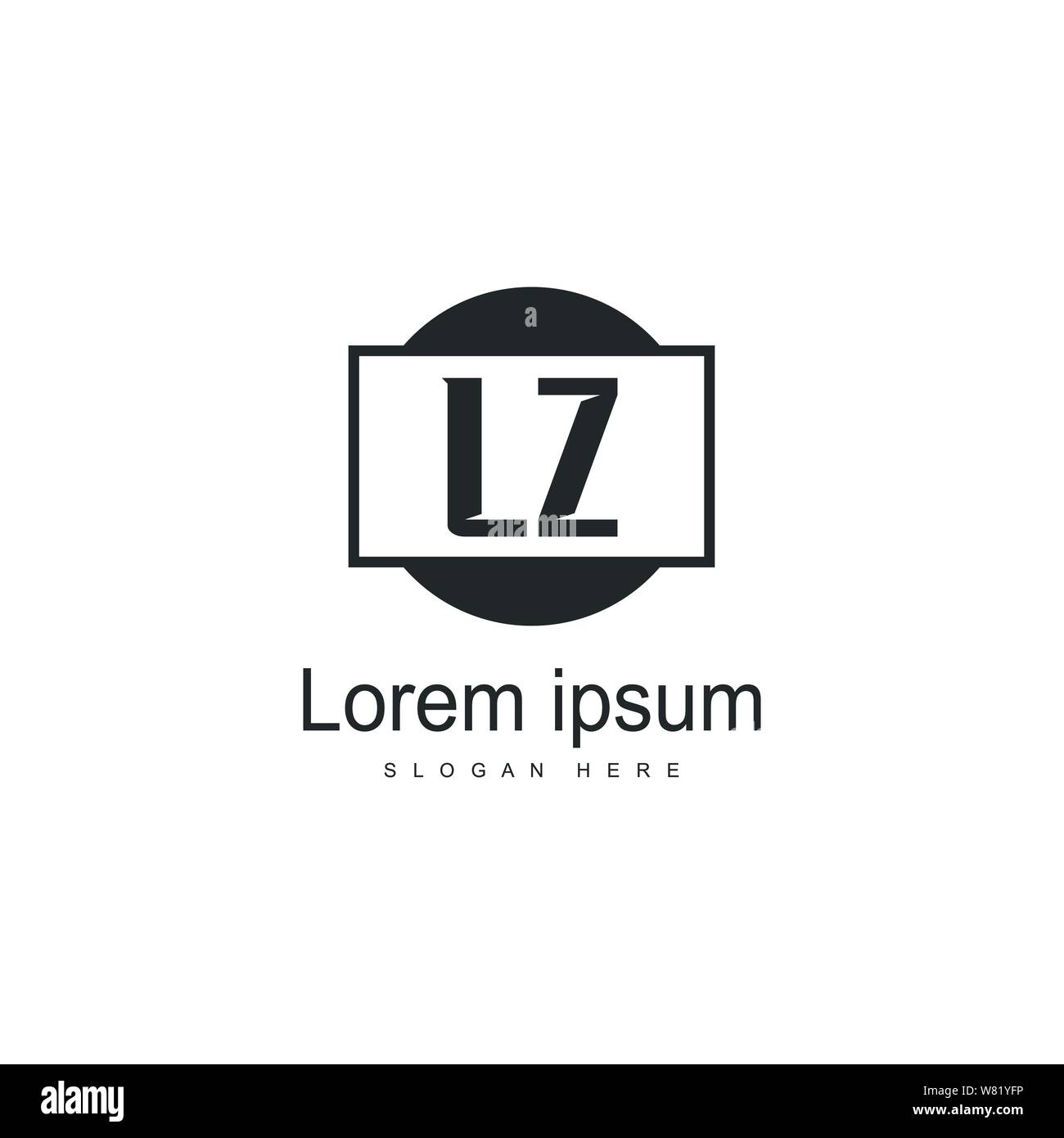Initial LZ logo template with modern frame. Minimalist LZ letter logo ...
