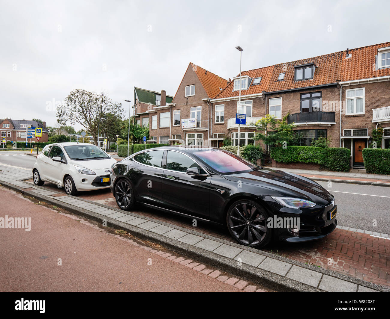 Haarlem, netherlands - Aug 16, 2018: Front side view of black electric ...
