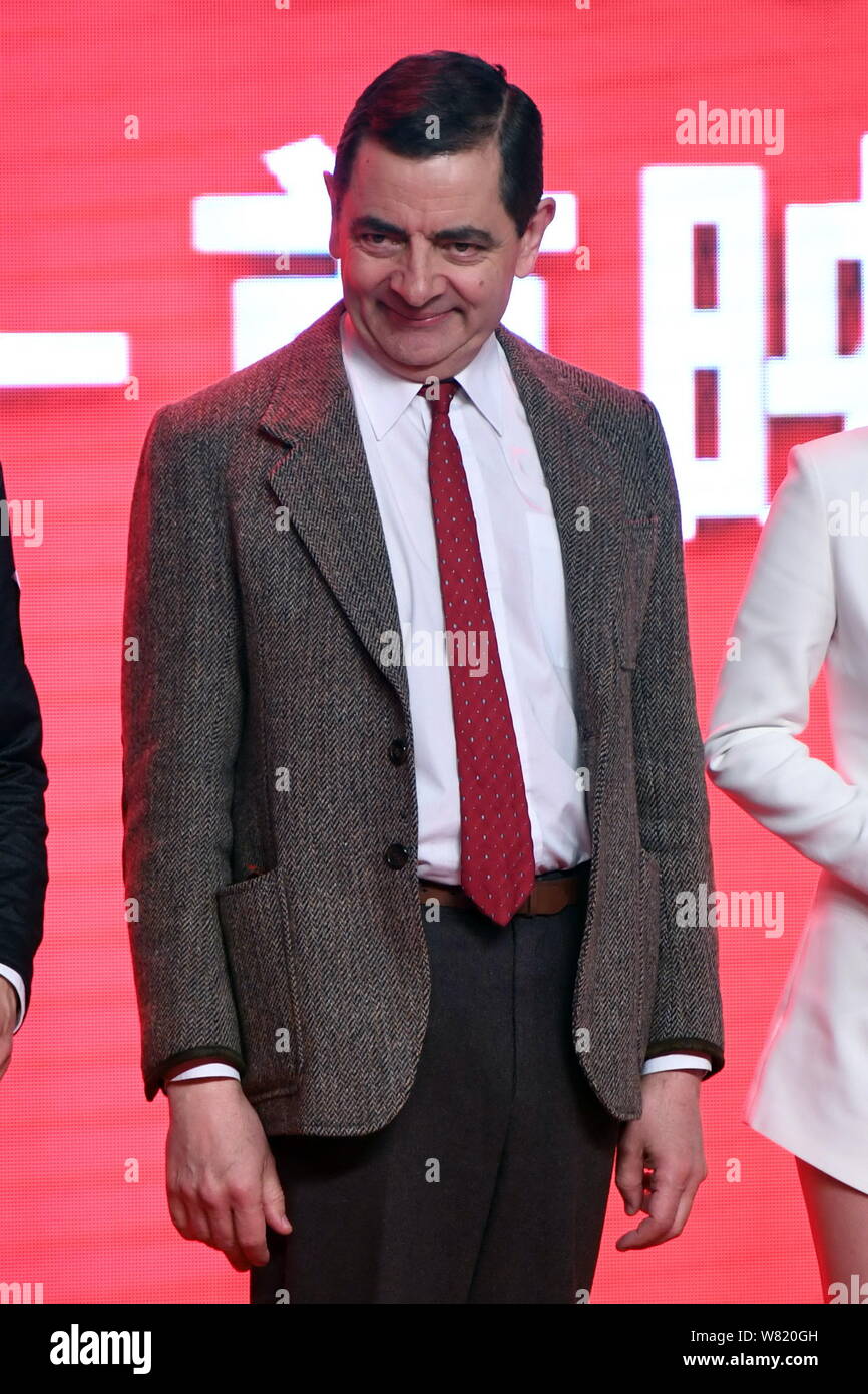English actor Rowan Atkinson plays Mr. Bean during a premiere for his ...